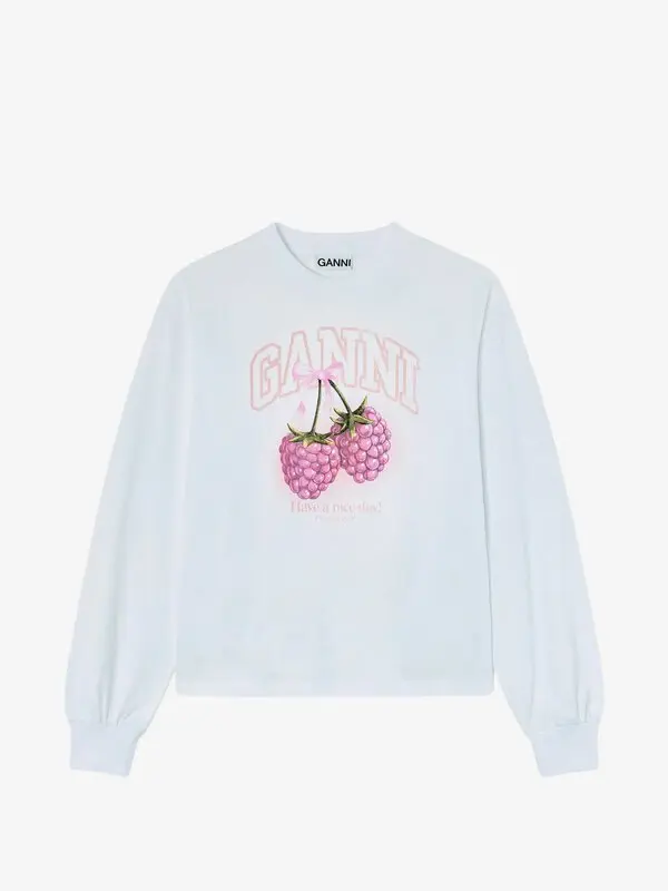 GANNI Oversized Organic Cotton Graphic T-shirt - Bianco