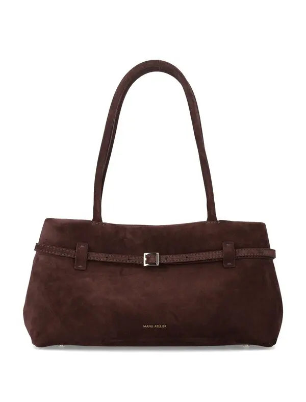 Manu Atelier Suede Shoulder Bag With Buckle Detail