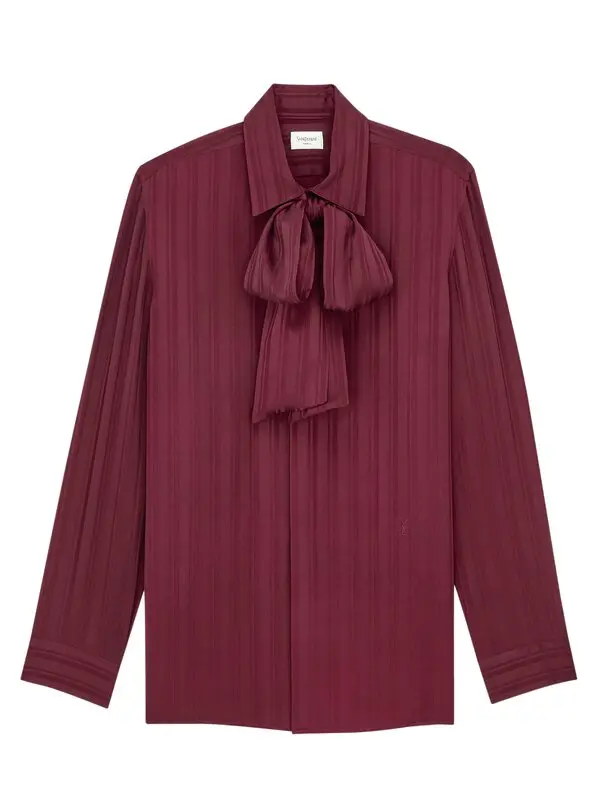 Saint Laurent Silk Lavallière Shirt With Concealed Button Closure And Mitered Cuffs