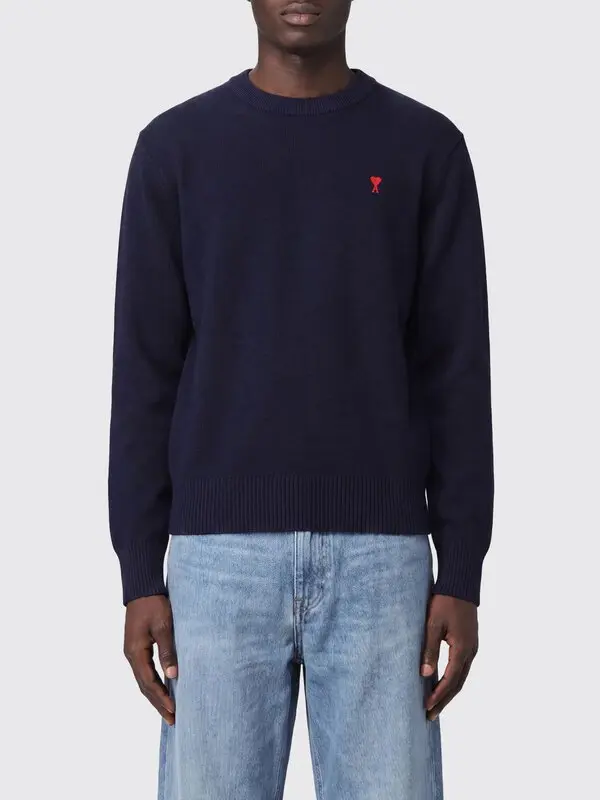 AMI Paris Pure Virgin Wool Crewneck Jumper - Blue