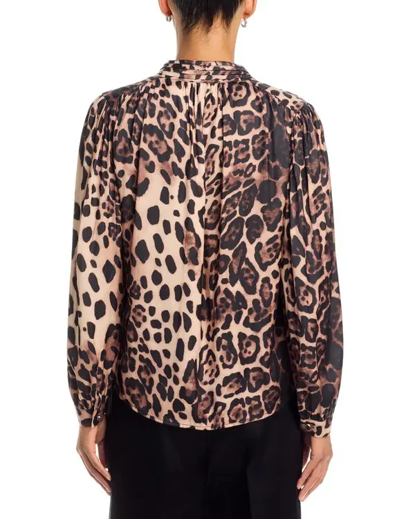 T Tahari Split Neck Button Front Blouse