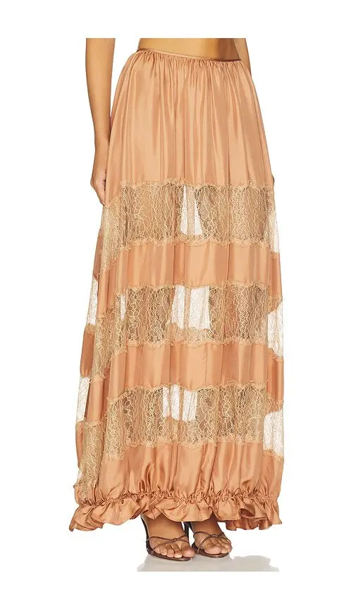 Ulla Johnson Chantal Silk Midi Skirt In Brown