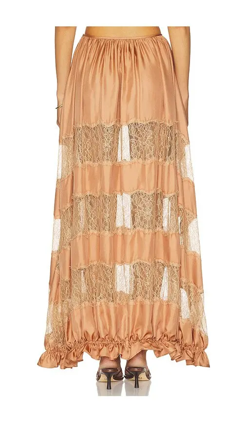 Ulla Johnson Chantal Silk Midi Skirt In Brown