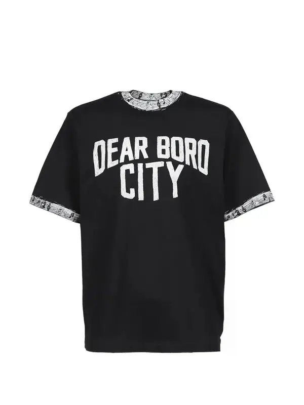 DEAR BORO Logo-print Ringer T-shirt