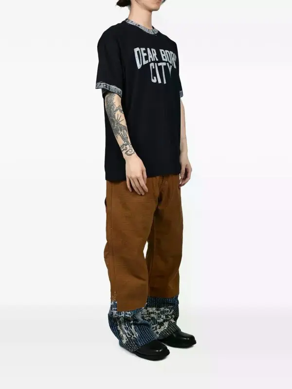 DEAR BORO Logo-print Ringer T-shirt