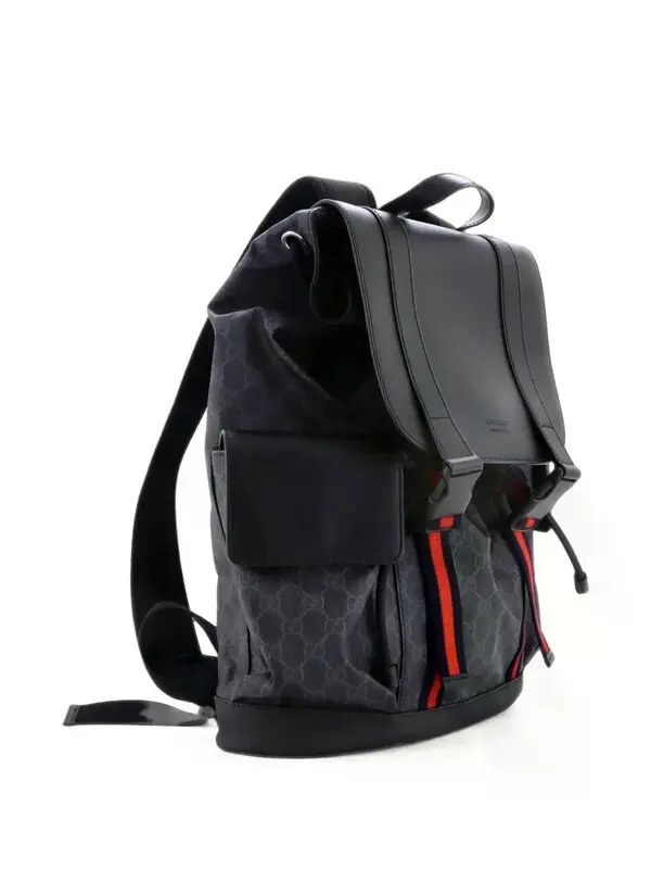 Gucci Double Pocket Buckle Gg Coated Canvas Large Backpack