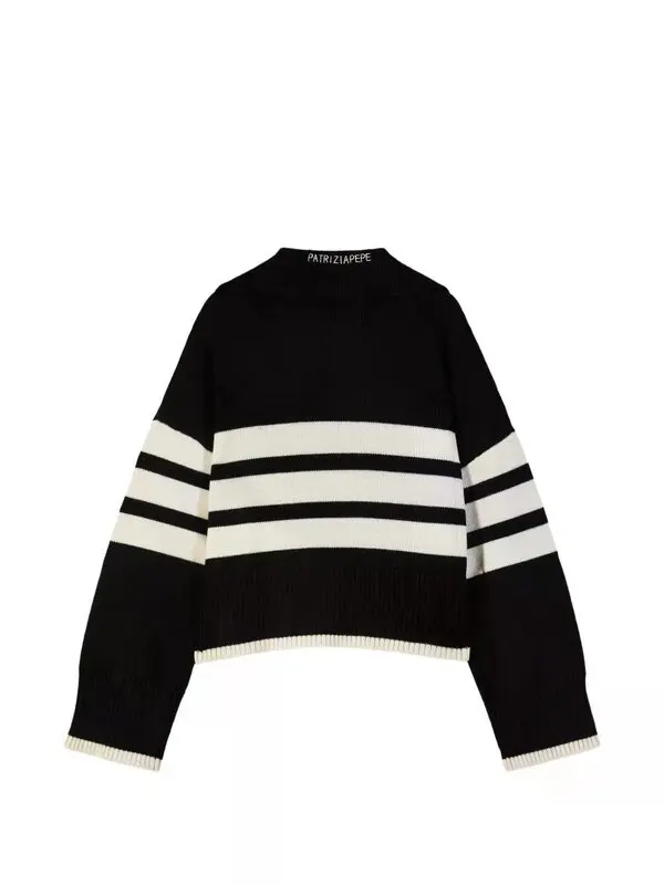 Patrizia Pepe Striped Polo-collar Pullover - Black