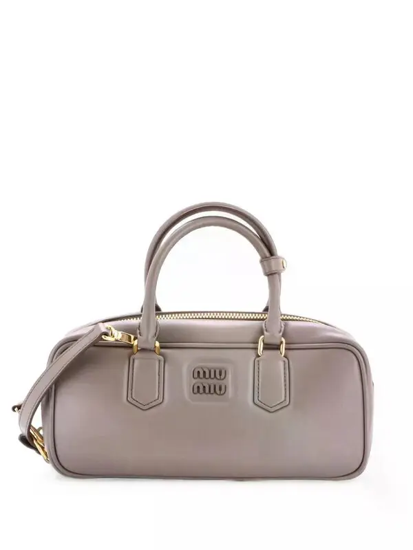 Miu Miu Arcadie Top Handle Bag Leather Large Satchel - Grey