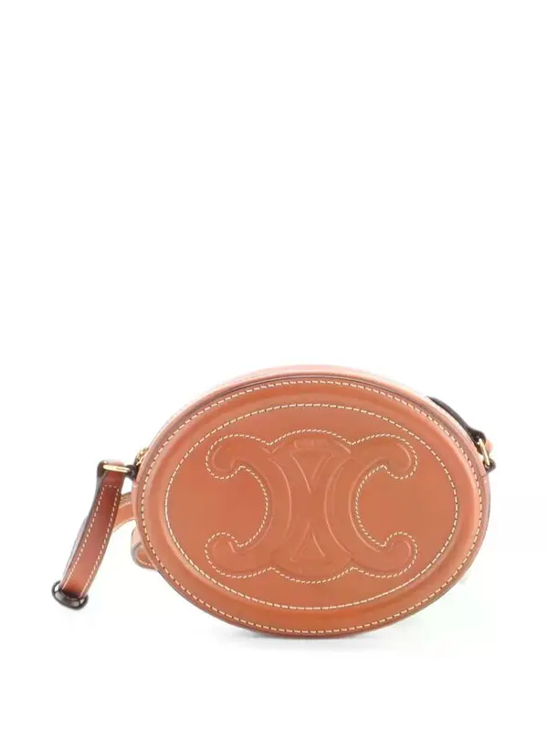 Celine Triomphe Oval Leather Mini Crossbody Bag - Brown