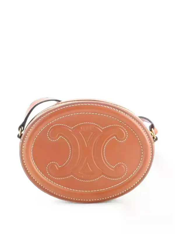 Celine Triomphe Oval Leather Mini Crossbody Bag - Brown