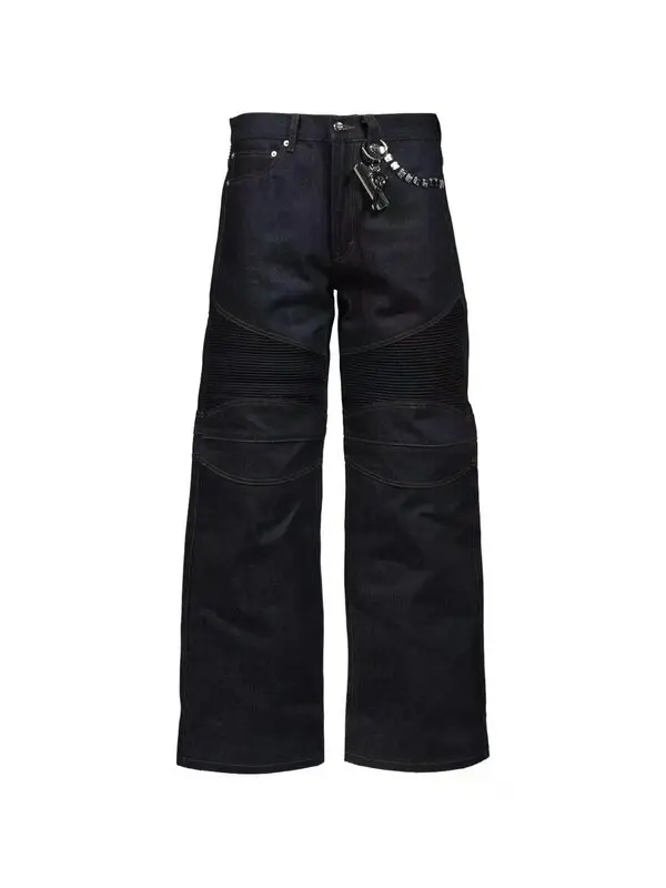 N.HOOLYWOOD Wide-leg Biker Jeans - Blue
