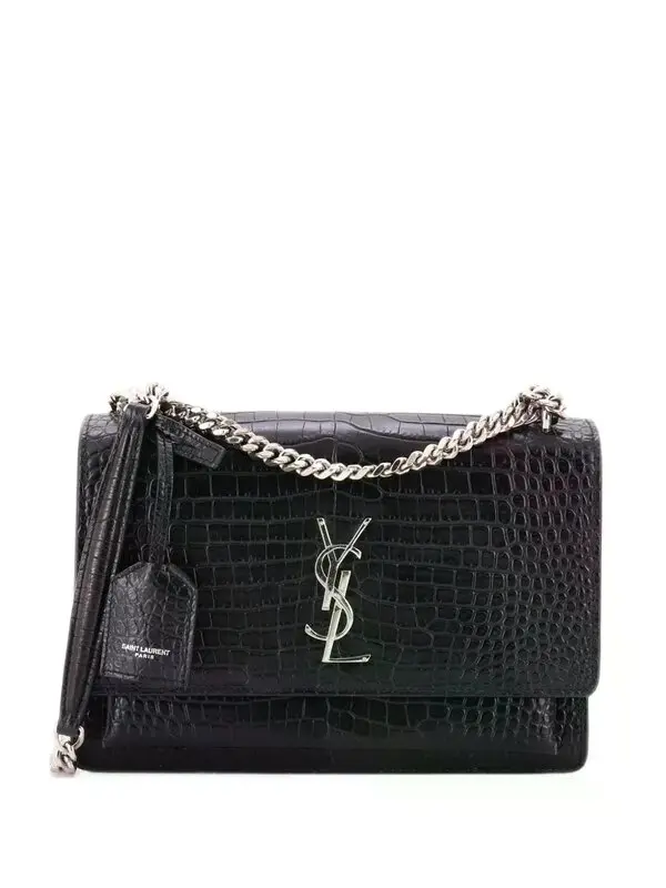 Saint Laurent Sunset Crocodile Embossed Leather Medium Crossbody Bag