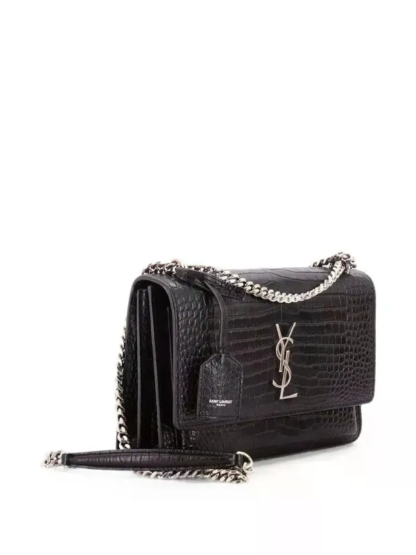 Saint Laurent Sunset Crocodile Embossed Leather Medium Crossbody Bag