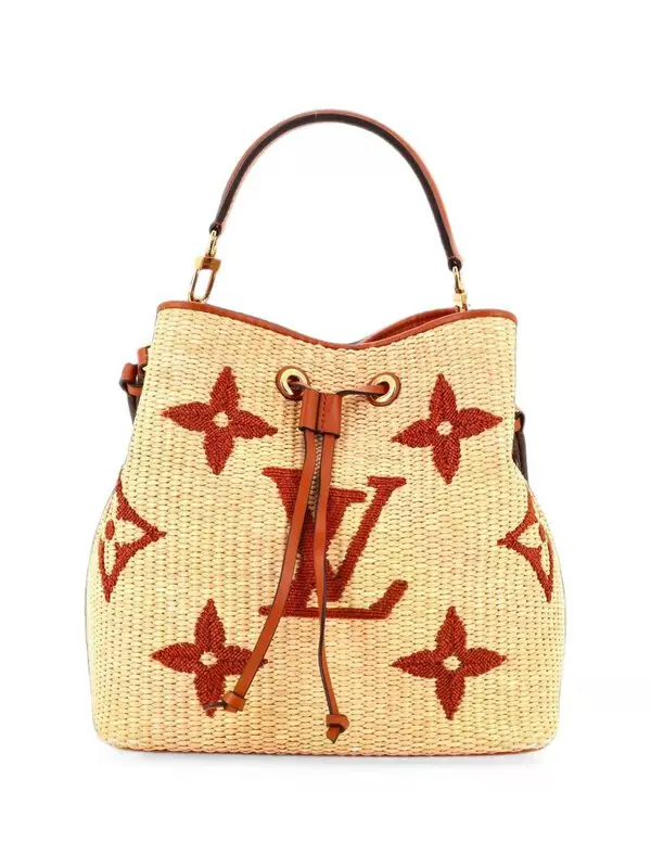 LOUIS VUITTON Neonoe Handbag Monogram Giant Raffia Mm Bucket Bag - Brown