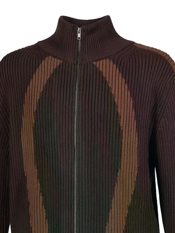 VIVAMUS Ribbed-knit Double-zip Cardigan