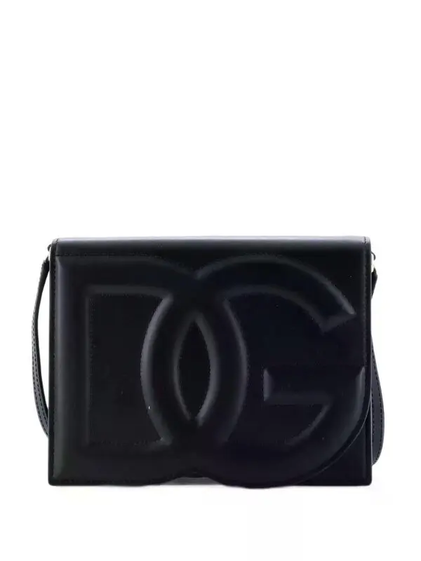 Dolce & Gabbana Dg Logo Flap Shoulder Bag Leather Small Crossbody Bag - Black