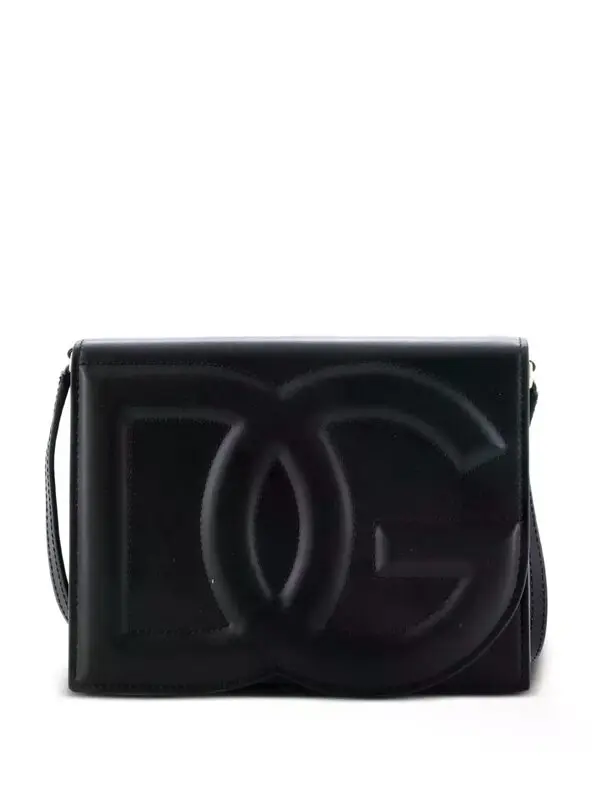 Dolce & Gabbana Dg Logo Flap Leather Cross Body Bag - Black