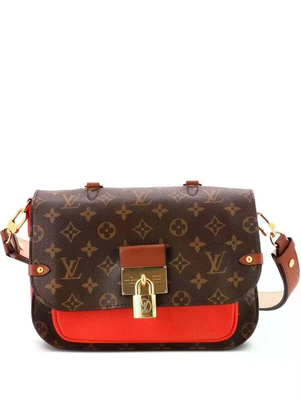 LOUIS VUITTON Vaugirard Handbag Monogram Canvas With Leather Satchel - Red