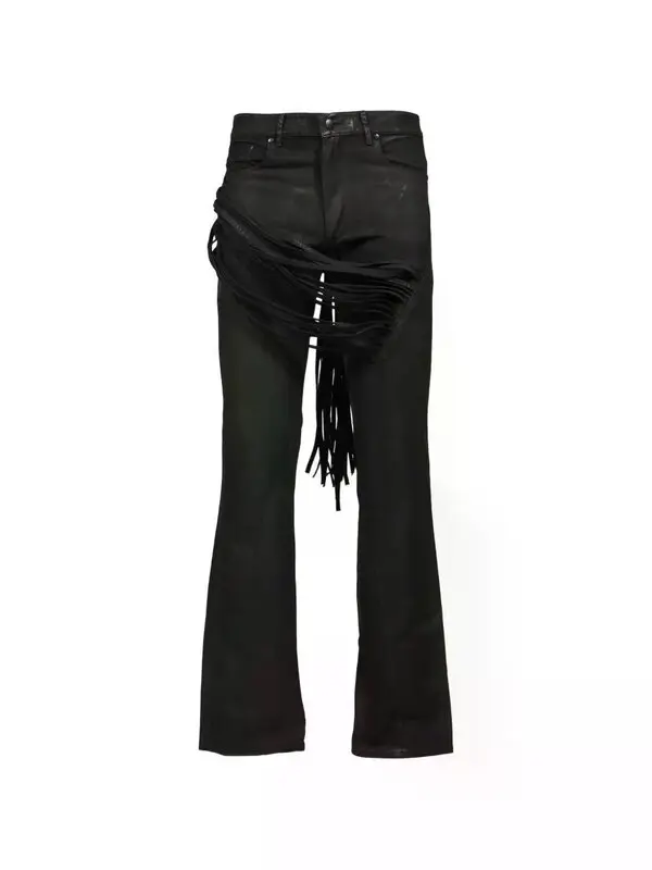 ONRUSH Fringe-detail Waxed Denim Jeans