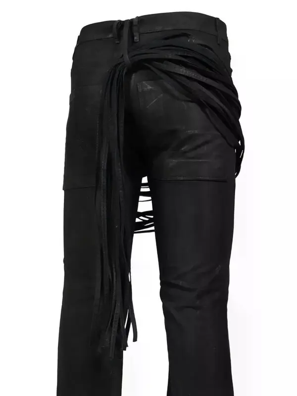 ONRUSH Fringe-detail Waxed Denim Jeans