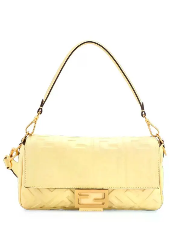 Fendi Baguette Nm Bag Zucca Embossed Leather Medium Crossbody Bag