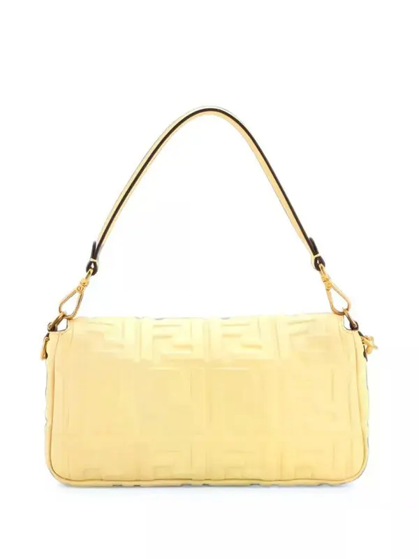 Fendi Baguette Nm Bag Zucca Embossed Leather Medium Crossbody Bag