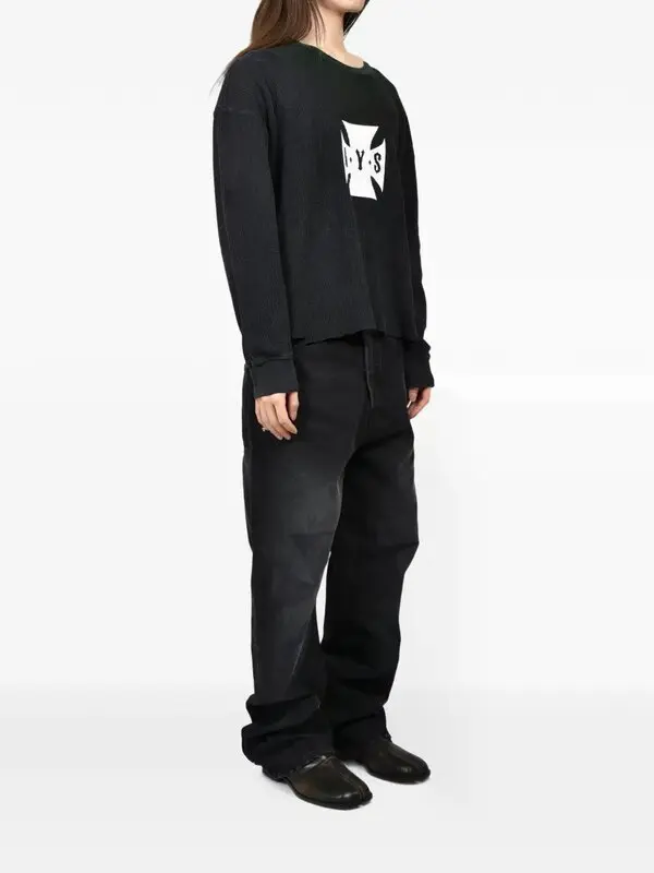 ASKYURSELF Destroyer Cross Waffle-knit T-shirt