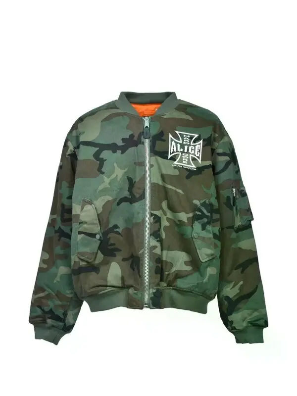 ALICE HOLLYWOOD Camouflage-print Logo-print Bomber Jacket