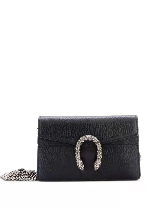 Gucci Dionysus Leather Super Mini Crossbody Bag - Black