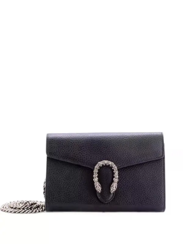 Gucci Dionysus Chain Wallet Leather With Embellished Detail Small Crossbody Bag - Black