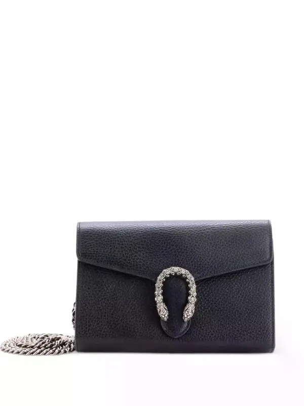 Gucci Dionysus Chain Wallet Leather With Embellished Detail Small Crossbody Bag - Black