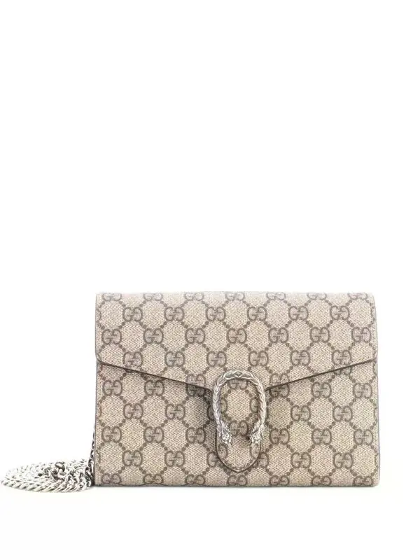 Gucci Dionysus Chain Wallet Gg Coated Canvas Small Crossbody Bag - Brown