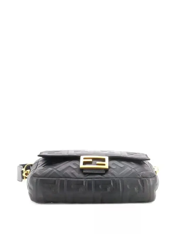 Fendi Baguette Nm Bag Zucca Embossed Leather Medium Crossbody Bag