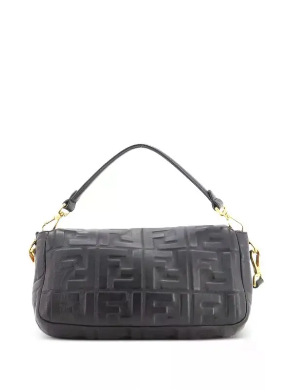Fendi Zucca Embossed Leather Crossbody Bag - Black