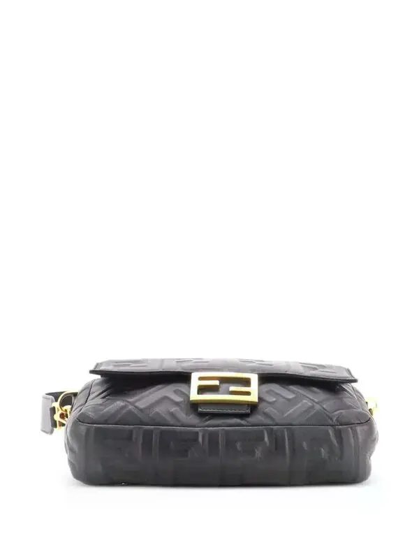 Fendi Zucca Embossed Leather Crossbody Bag - Black