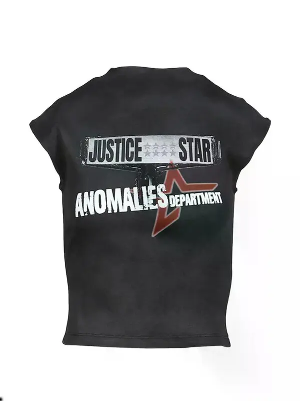 ANOMALIES DEPARTMENT Graphic-print Mock-neck T-shirt - Black