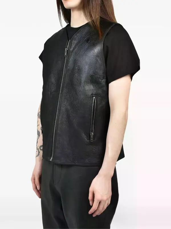 DET BLEV SENT Zip-up Leather Vest