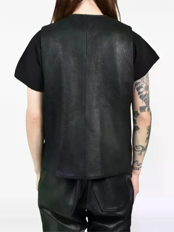 DET BLEV SENT Zip-up Leather Vest