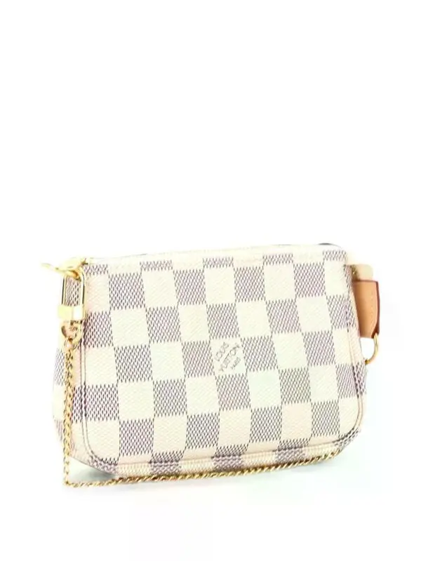 LOUIS VUITTON Damier Mini Pochette Accessoires Clutch Bag - White