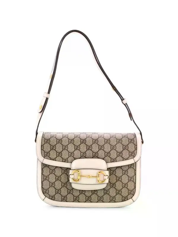 Gucci Horsebit 1955 Gg Coated Canvas With Leather Small Shoulder Bag