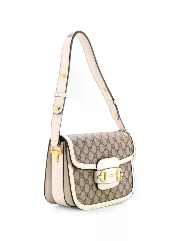 Gucci Horsebit 1955 Gg Coated Canvas With Leather Small Shoulder Bag
