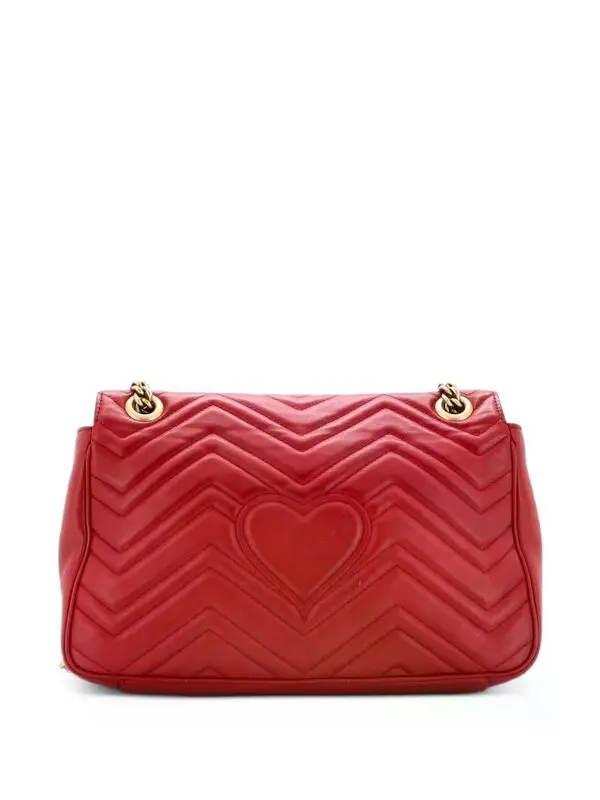 Gucci Gg Marmont Flap Bag Matelasse Leather Medium Shoulder Bag - Red
