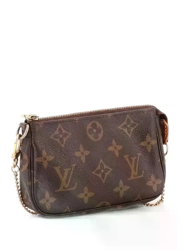 LOUIS VUITTON Monogram Canvas Mini Pochette Accessoires Clutch Bag - Brown