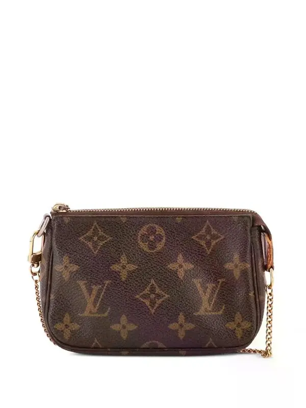 LOUIS VUITTON Monogram Canvas Pochette Accessoires Mini Clutch Bag - Brown