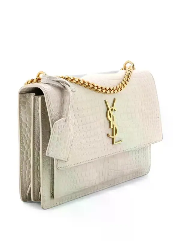 Saint Laurent Sunset Crocodile Embossed Leather Medium Crossbody Bag
