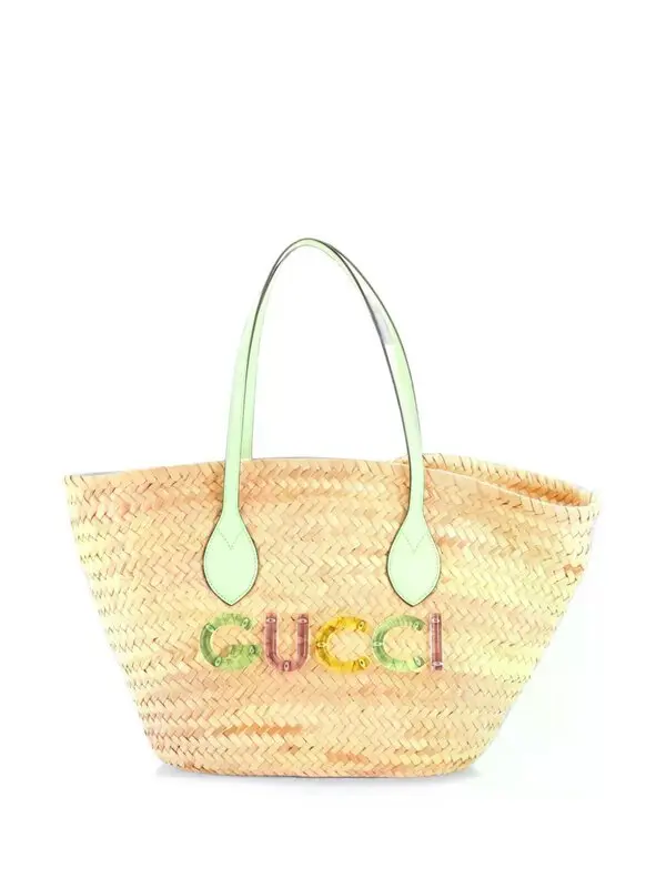 Gucci Small Open Woven Raffia Tote Bag