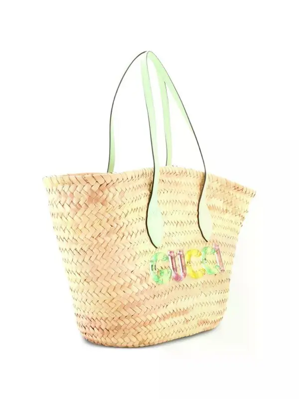 Gucci Small Logo Open Woven Tote Bag