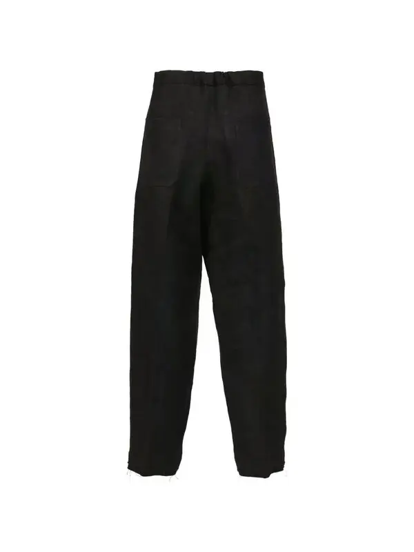 BIBLIOTHERK Wide-leg Frayed-hem Trousers - Black