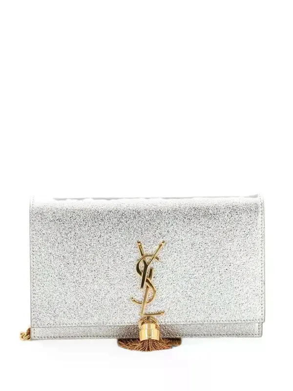 Saint Laurent Classic Monogram Tassel Chain Wallet Leather Cross Body Bag - Metallic