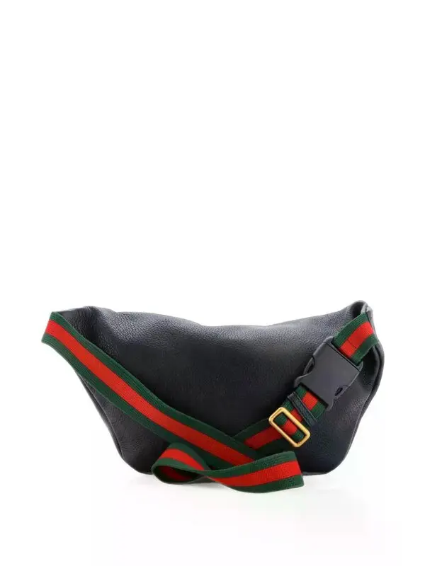 Gucci Logo Printed Leather Medium Belt Bag - Black